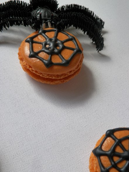 Spiderweb Macarons with Pumpkin Buttercream | whiskitforabiscuit